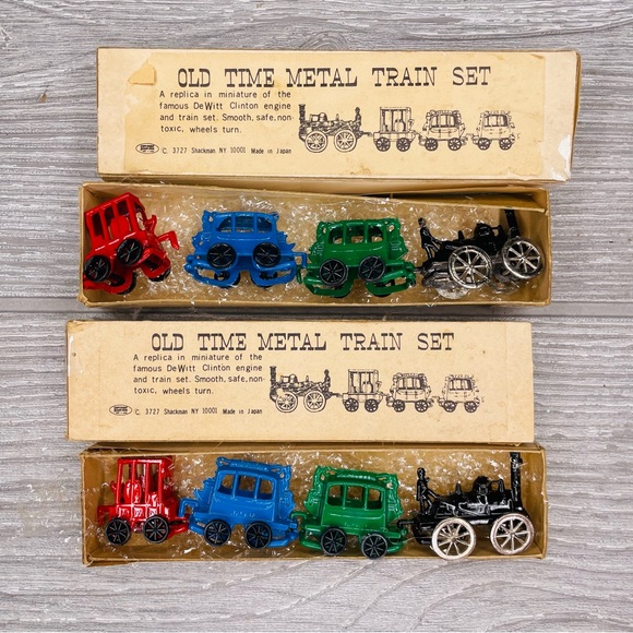 Accents | 2 Old Time Metal Train Sets Miniature Train Dollhouse ...